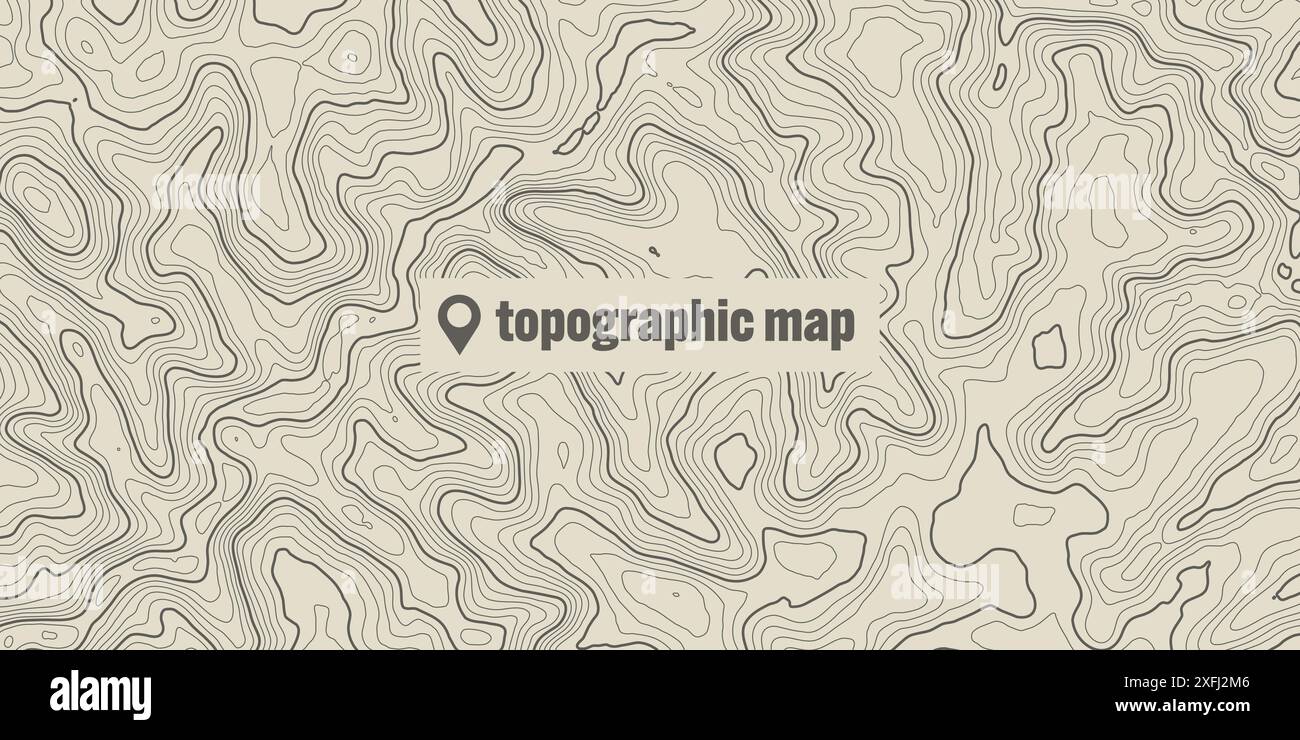 Topographic map with contour lines. Geographic terrain grid, relief ...