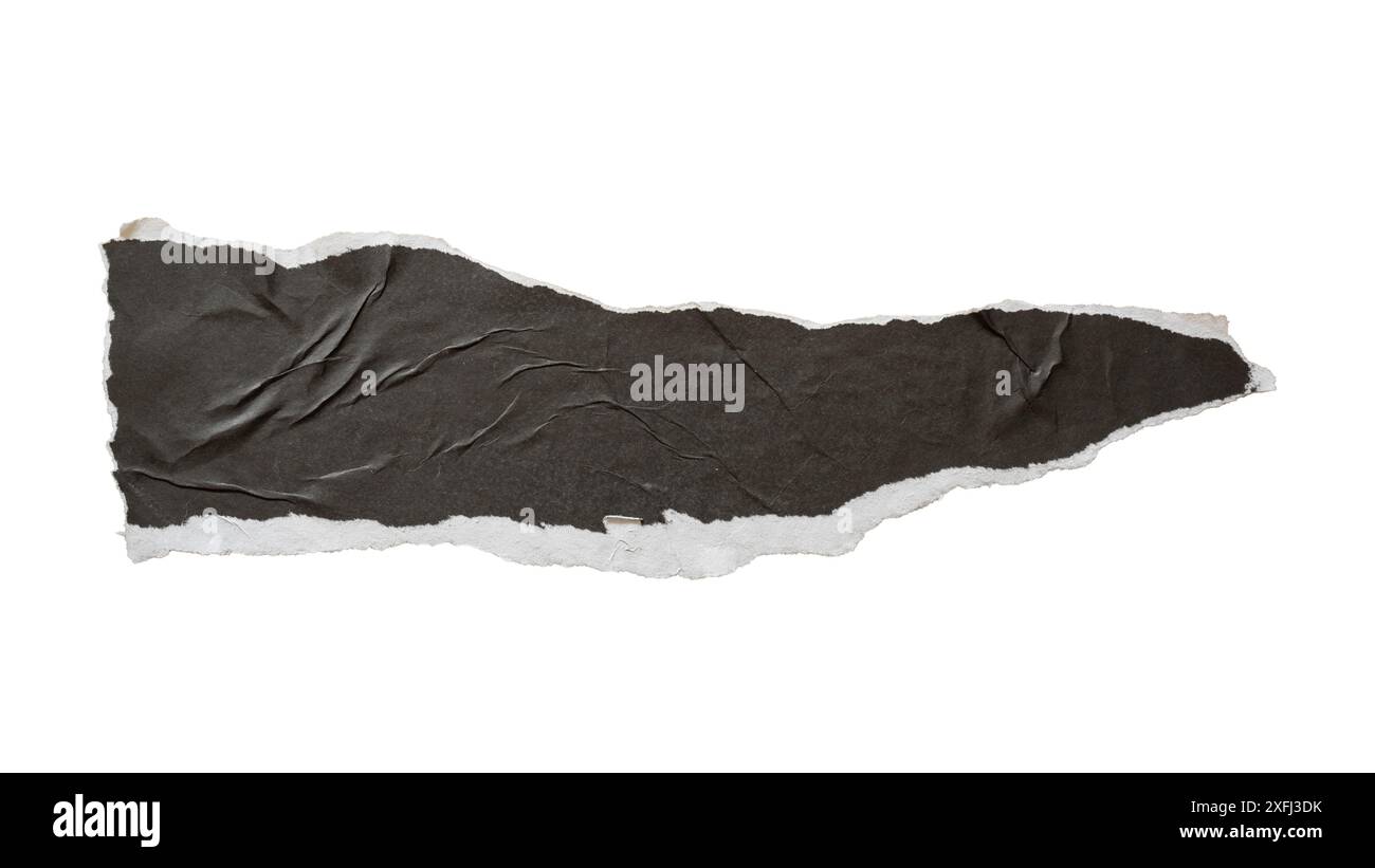 Torn acute triangle shaped black paper on white background with ...