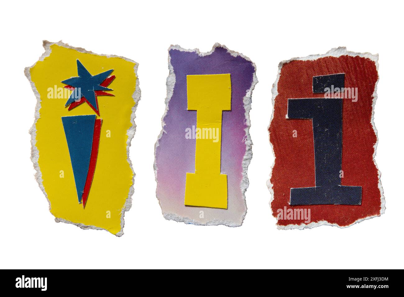 I alphabet torn from a magazine paper on white background with clipping ...