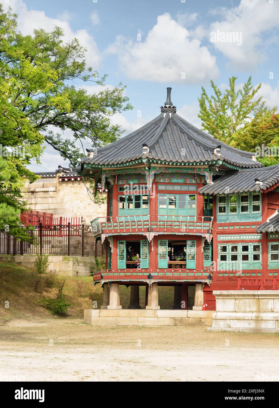 Octagonal two-story pavilion Parujeong of Jibokjae Private Royal ...