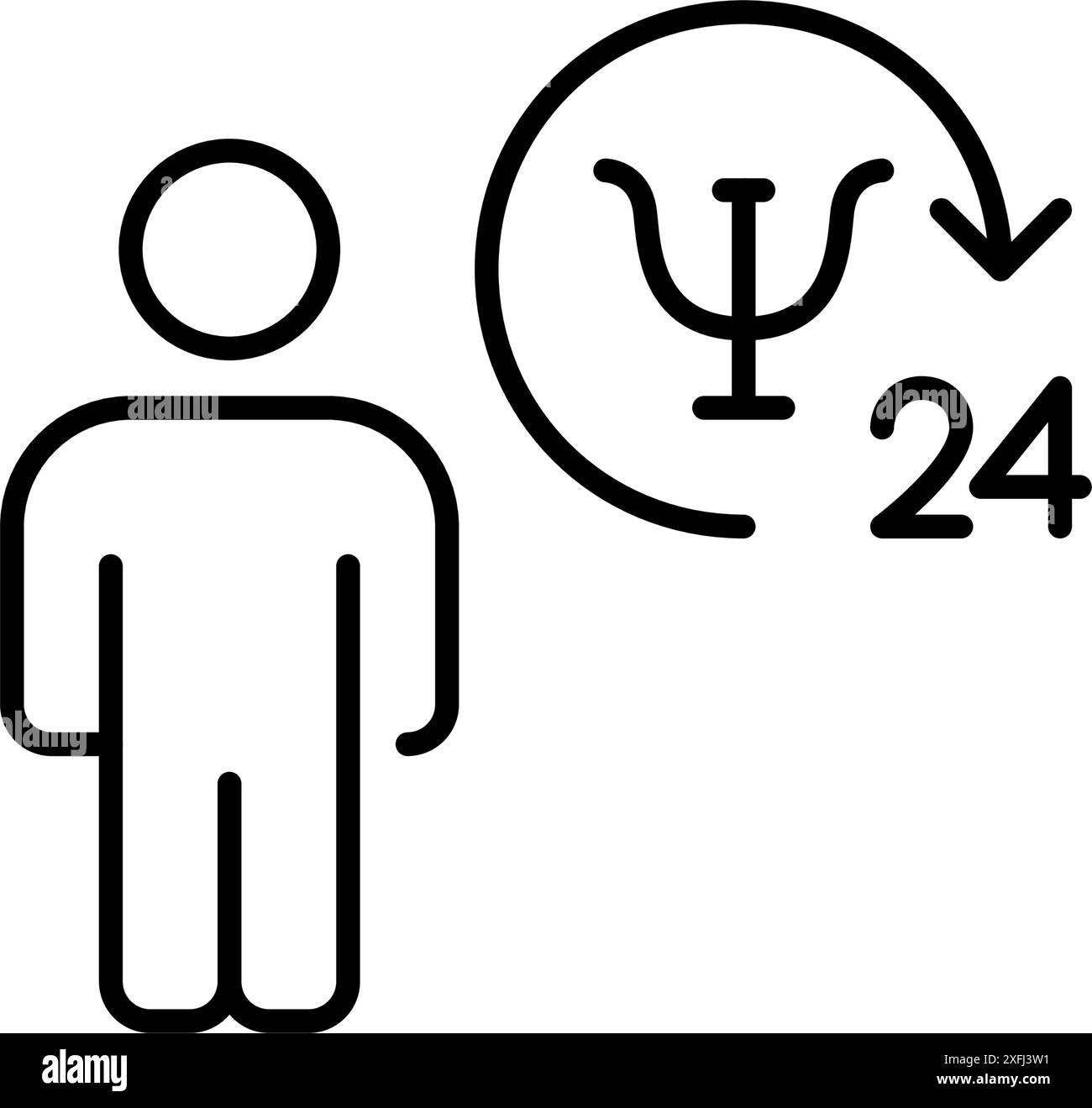 Person and psychotherapy symbol. 24 hour emotional support. Mental ...