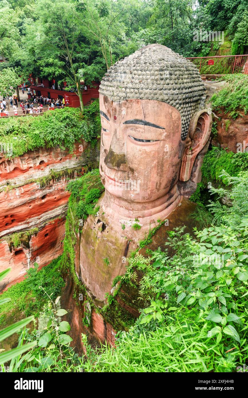 Leshan, China - September 28, 2017: Closeup view of the Leshan Giant ...