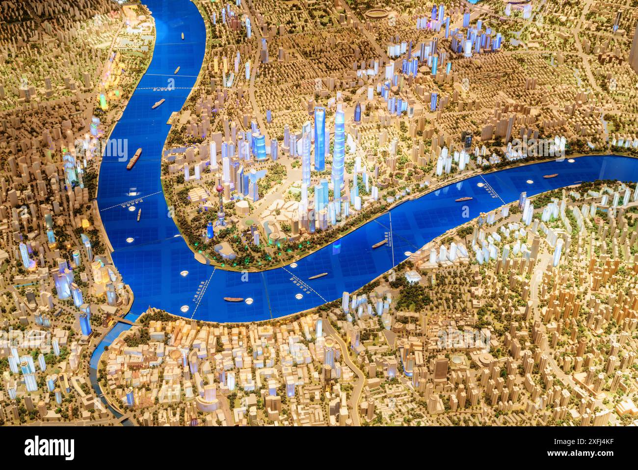 Shanghai, China - October 3, 2017: Top view of part of scale model of ...