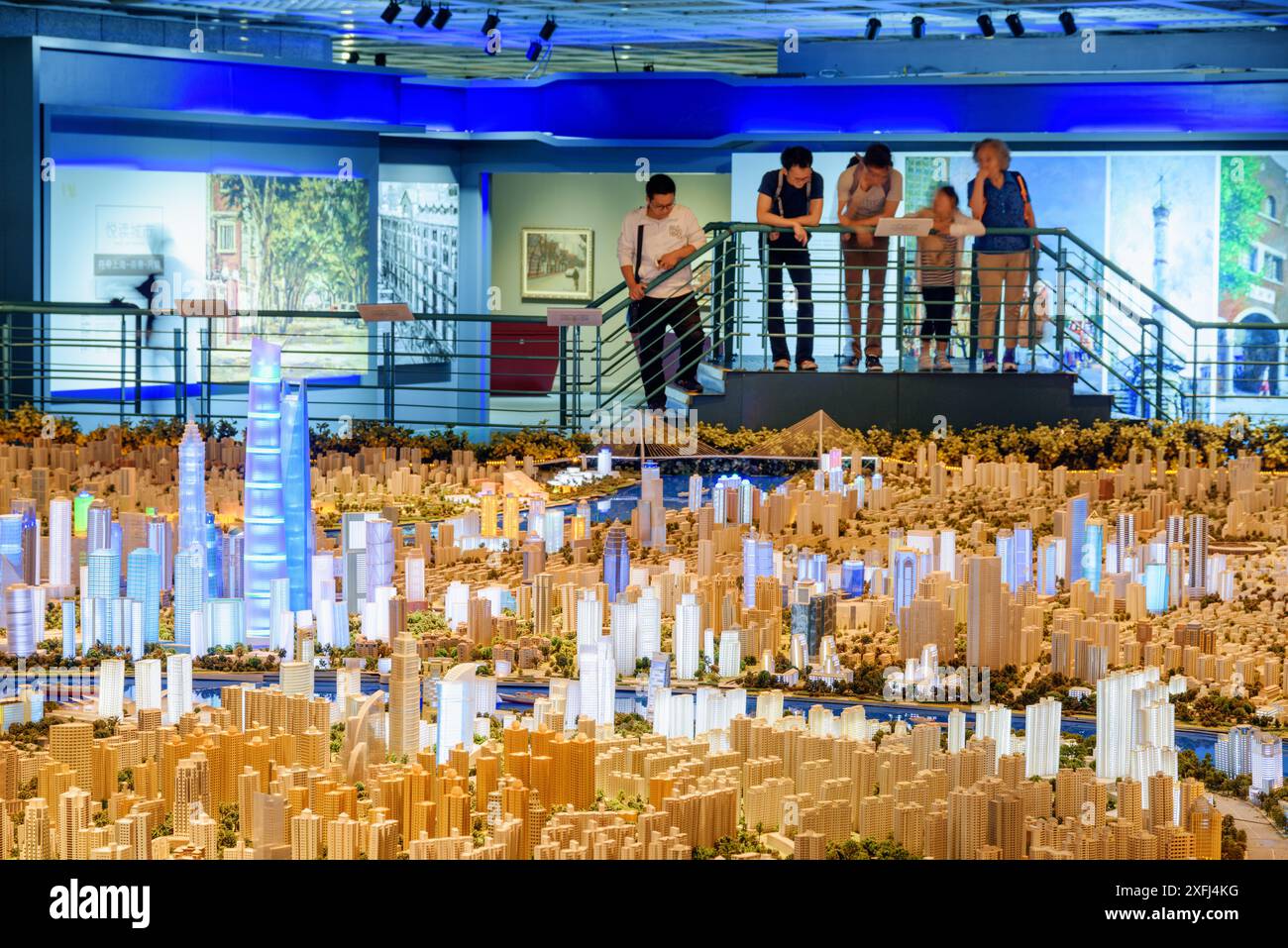 Shanghai, China - October 3, 2017: Visitors viewing a huge scale model ...