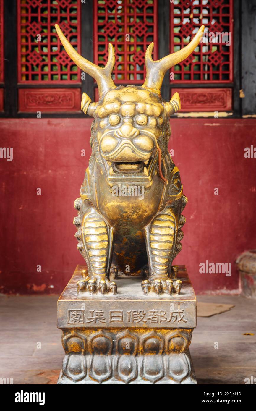 Chengdu, China - September 25, 2017: Statue of mystical Chinese ...