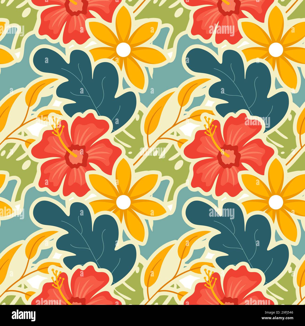 Floral Seamless Pattern Design Illustration with Blooming Branches and ...