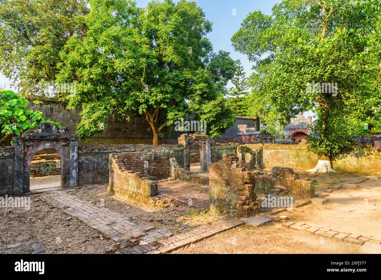 Amazing view of ruins of old buildings at the Tu Duc Royal Tomb in Hue ...