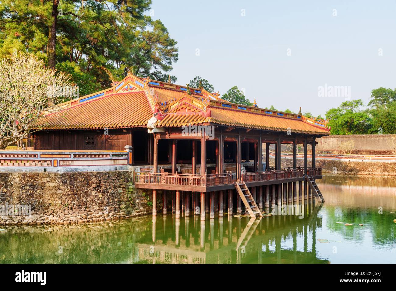 Scenic view of Luu Khiem Lake on sunny day at the Tu Duc Royal Tomb in ...