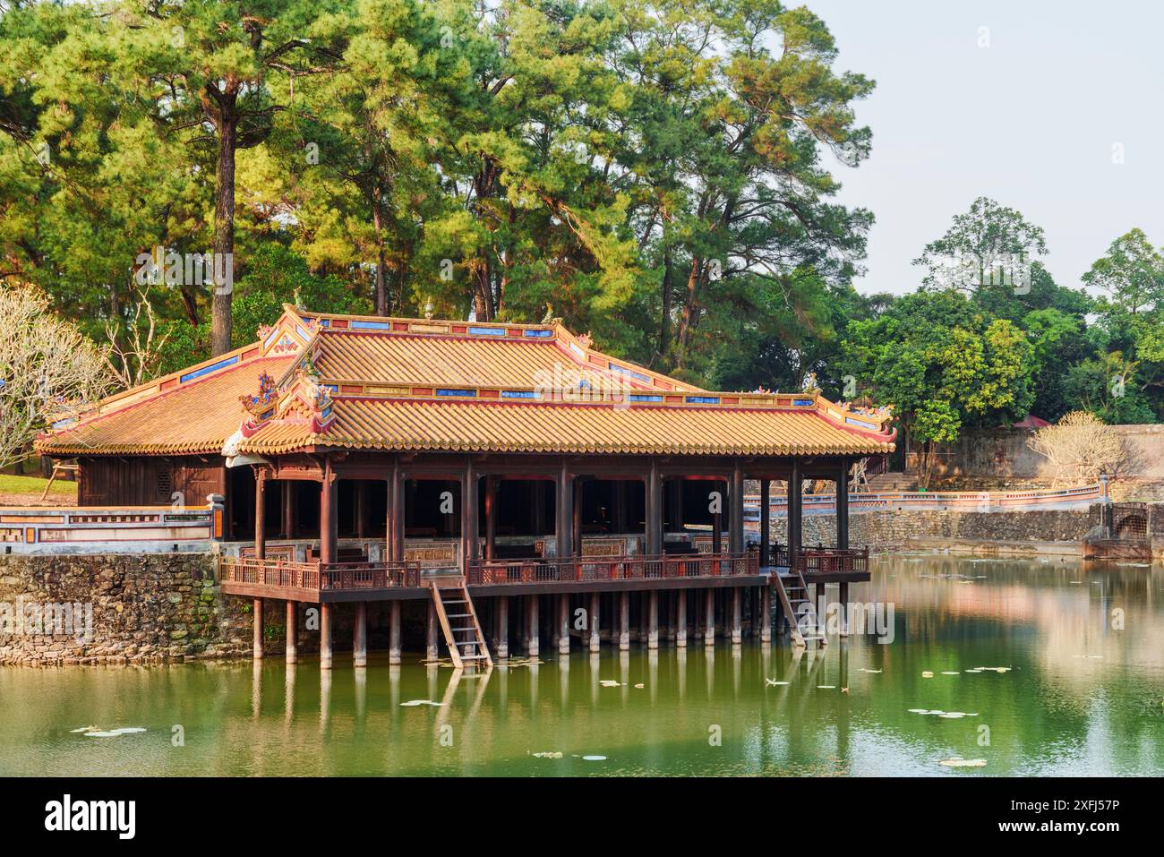 Scenic view of Luu Khiem Lake on sunny day at the Tu Duc Royal Tomb in ...
