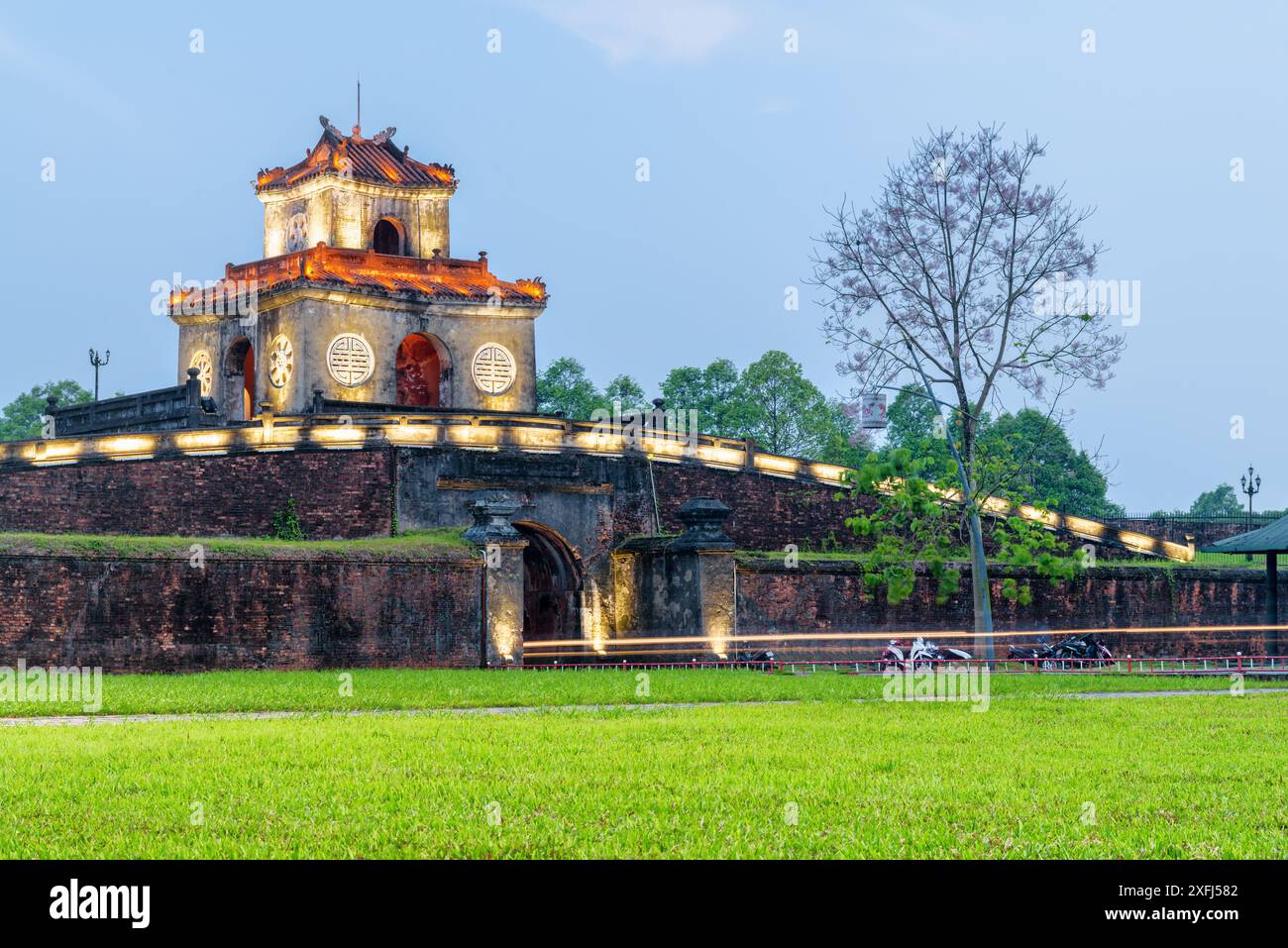 Beautiful evening view of Quang Duc Gate in fortress wall of the ...