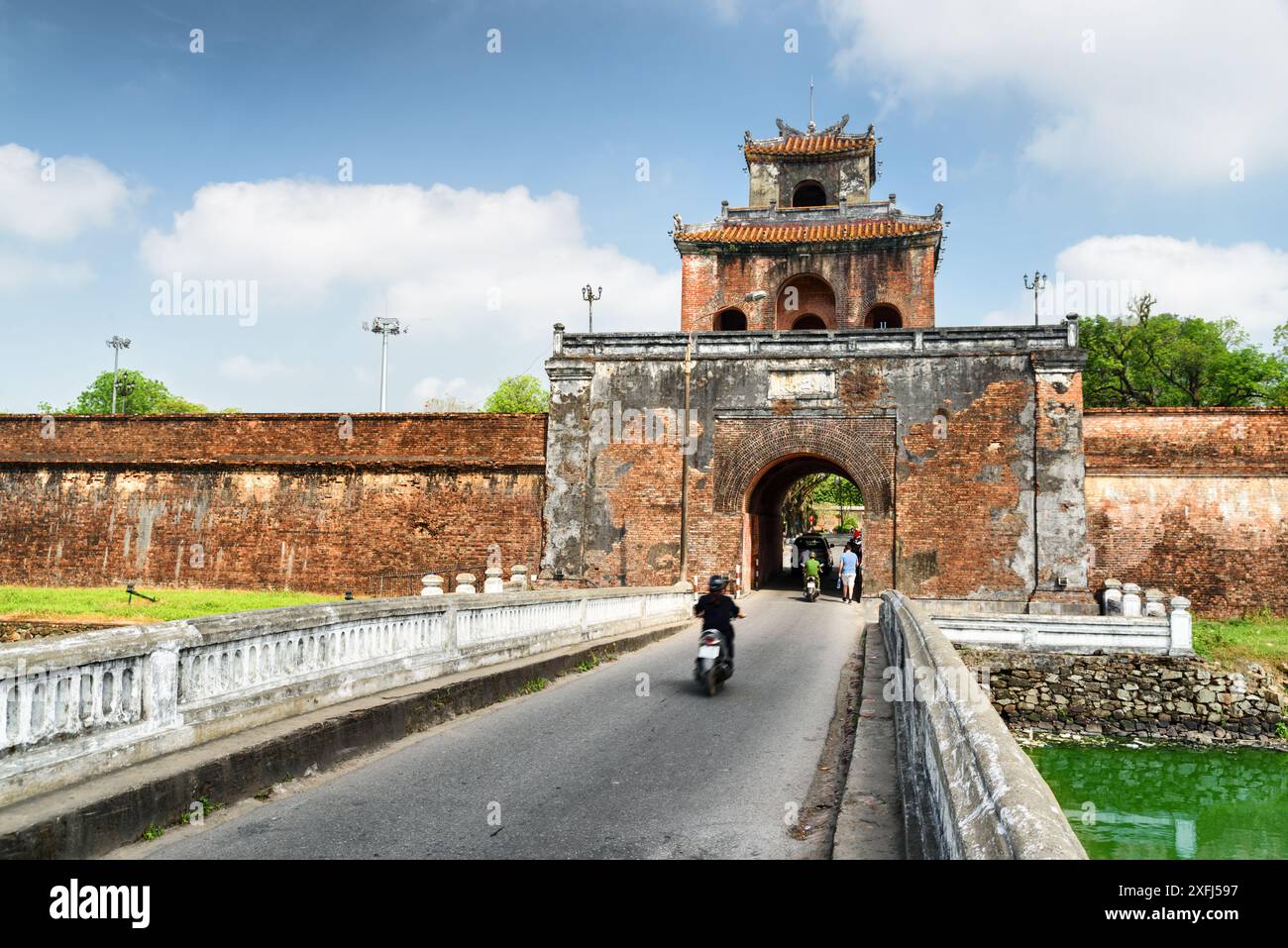 Scenic view of the Ngan Gate in fortress wall of the Citadel and a ...