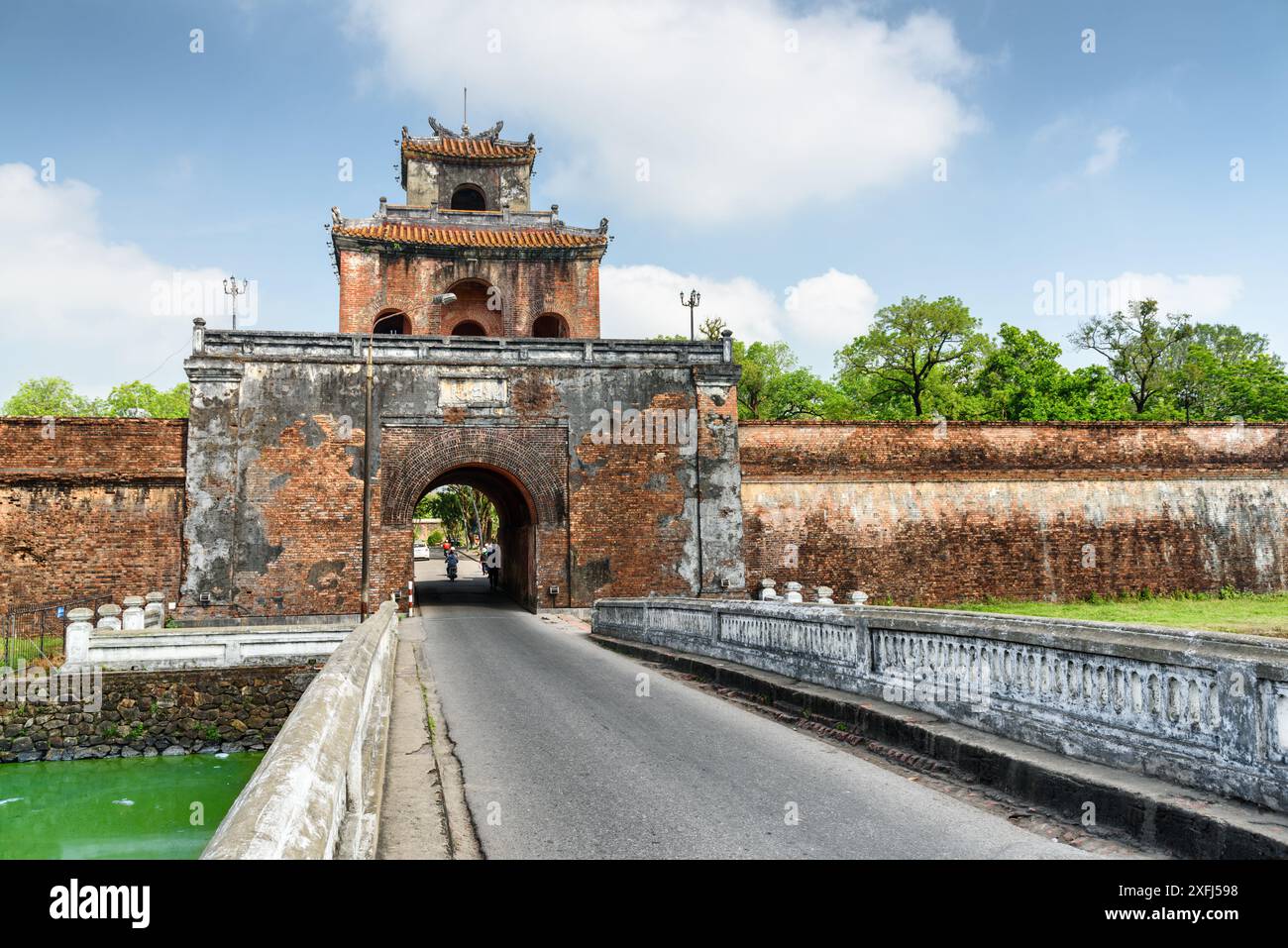 Scenic view of the Ngan Gate in fortress wall of the Citadel and a ...