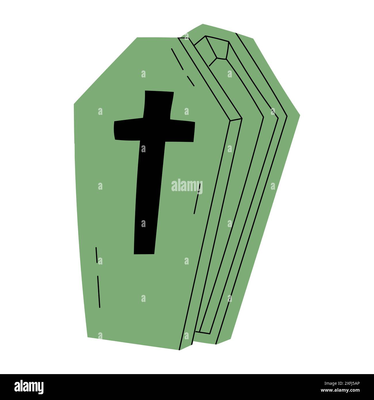 Green Halloween coffin hand drawn in doodle style Stock Vector Image ...