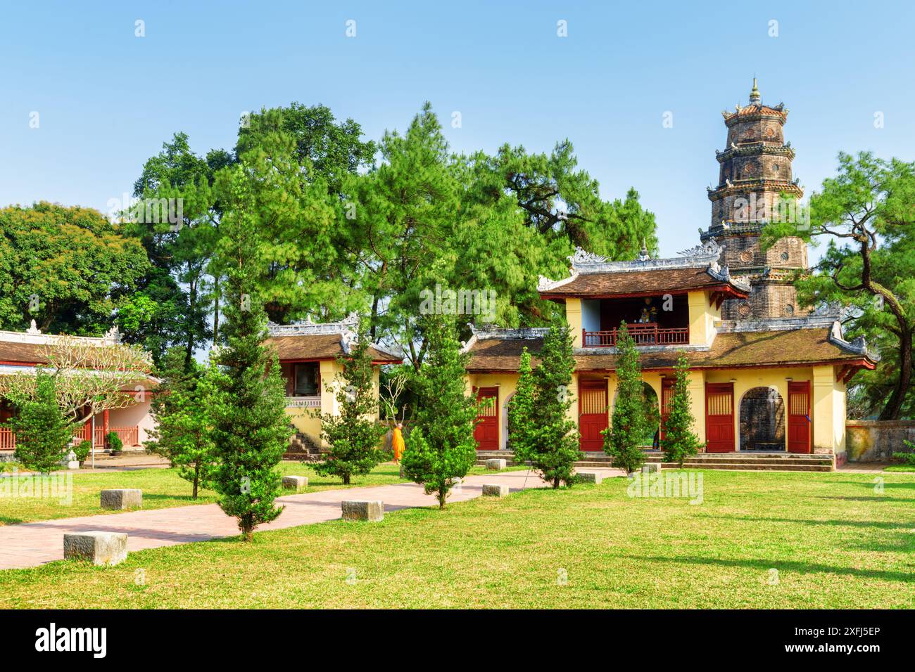 Scenic view of courtyard of the Pagoda of the Celestial Lady (Thien Mu ...