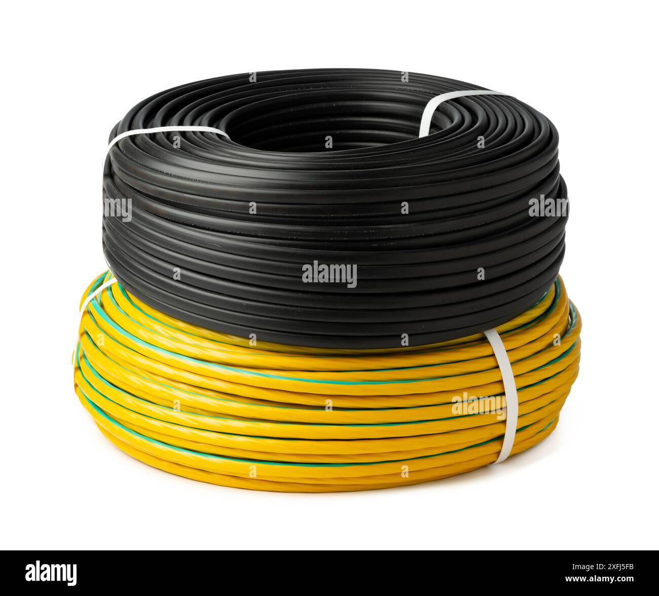 Yellow And Black Electrical Wire Spools Isolated On White Background ...