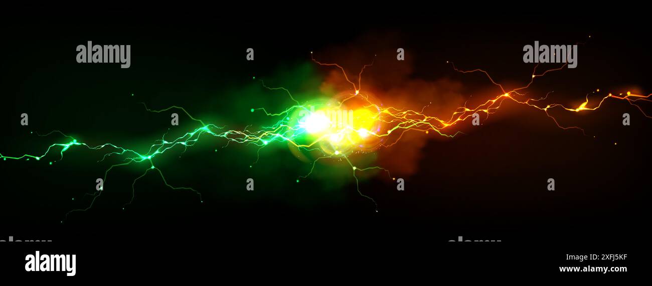 Orange vs green lightning bolt resistance on black background. Vector ...