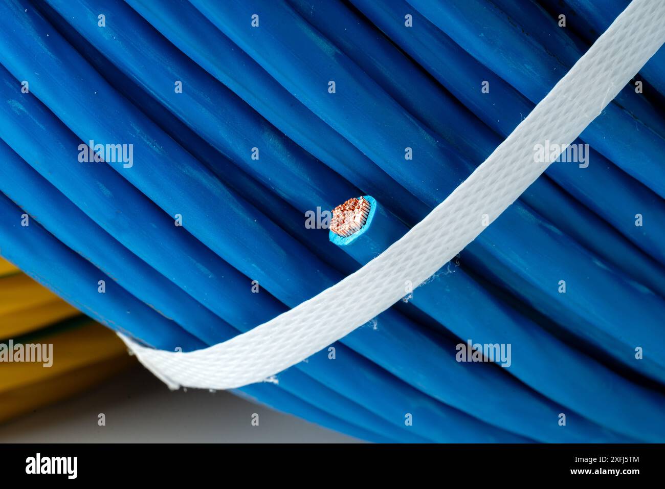 Blue Electrical Wire Spool Isolated On White Background Stock Photo - Alamy
