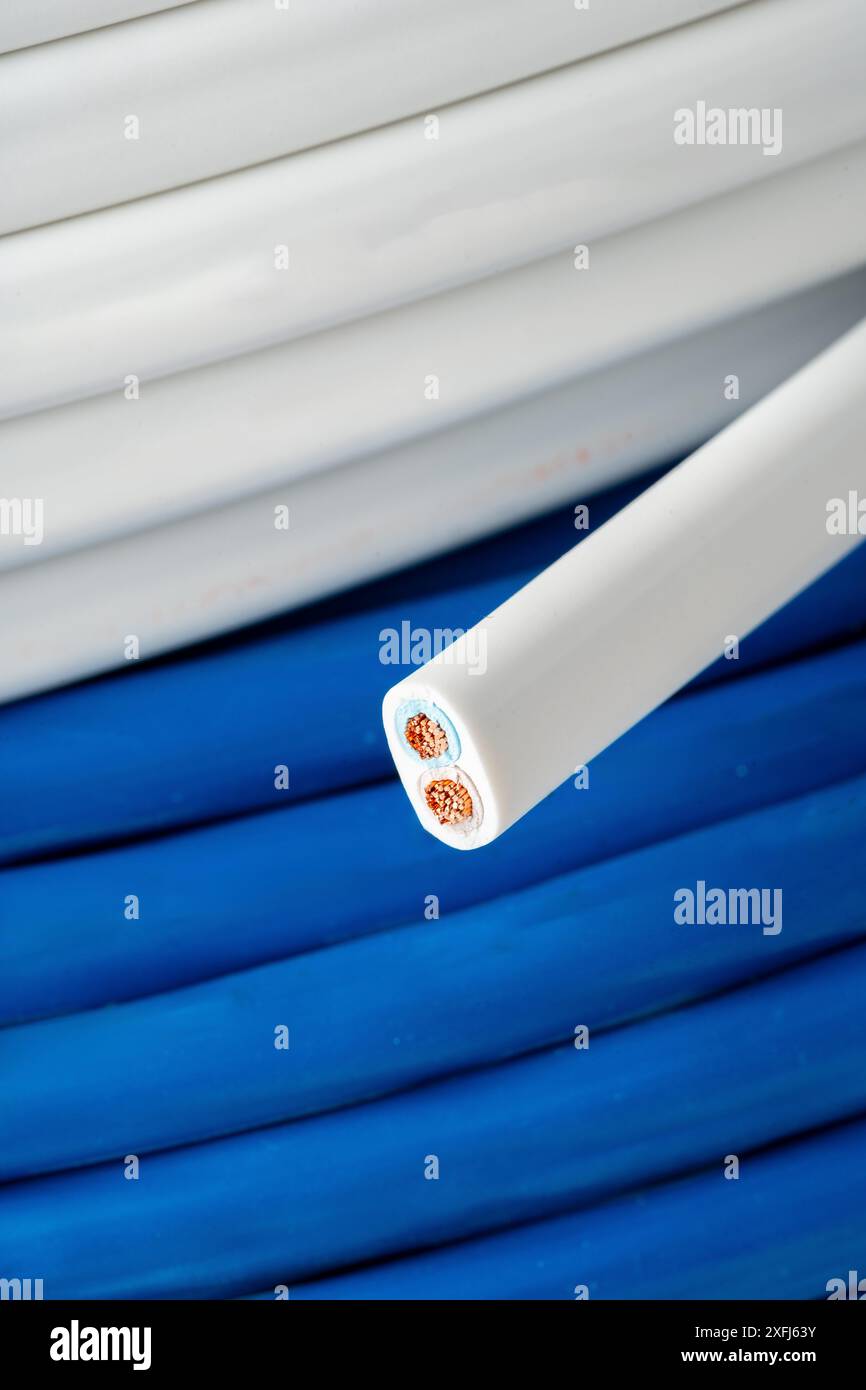 Spools of Electrical Wire on White Background Stock Photo - Alamy