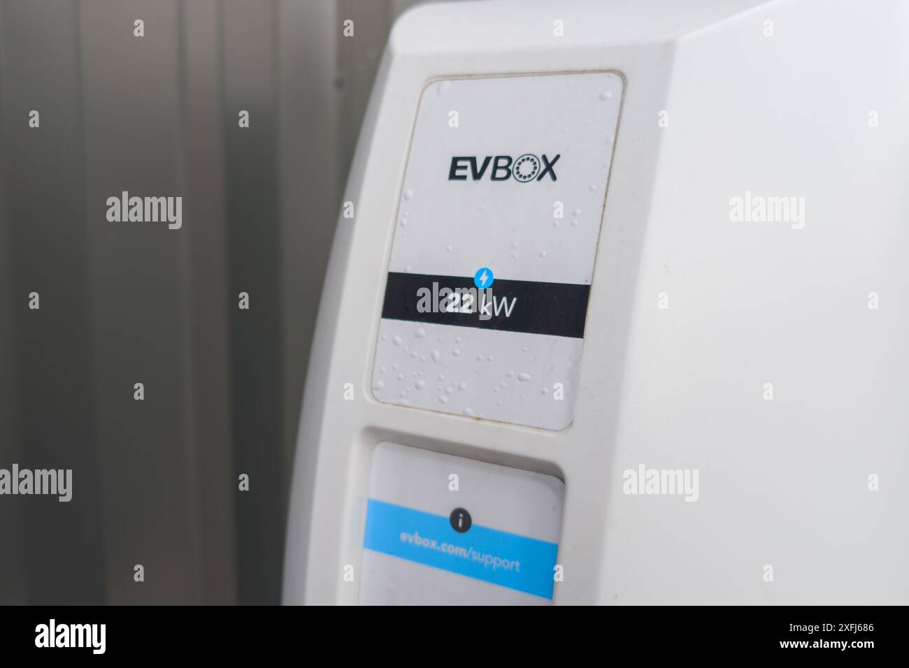 Bordeaux , France - 06 23 2024 : evbox electric car ev charging 22 kw station park automobile ...