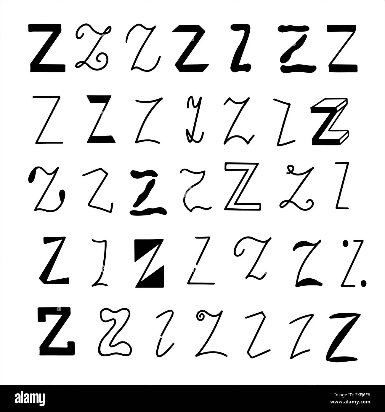 Set of letters Z in different styles. Hand drawn lettering Stock Vector ...