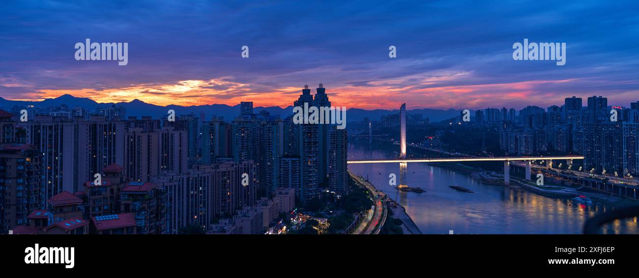 This is a sunset taken on June 25, 2024 in Chongqing, China, a very ...