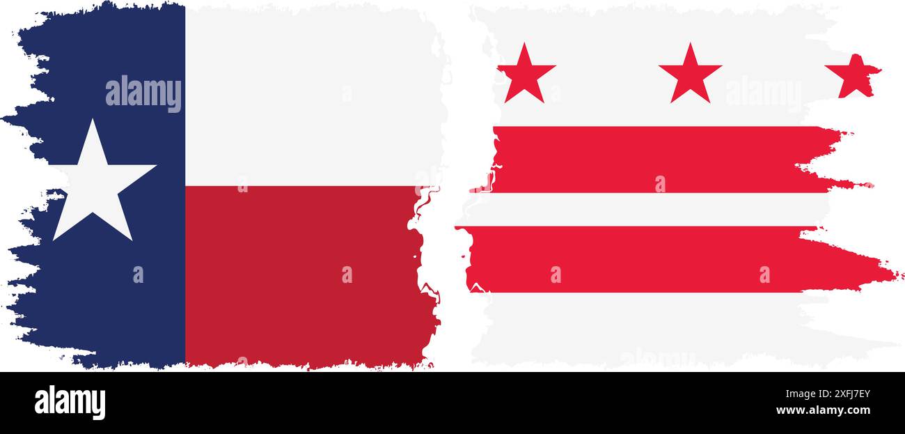 District of Columbia USA - Washington, DC and Texas state grunge brush ...