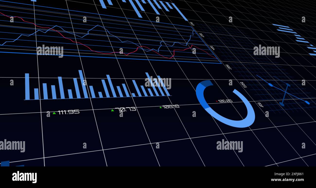 Image of statistics processing over grid Stock Photo - Alamy