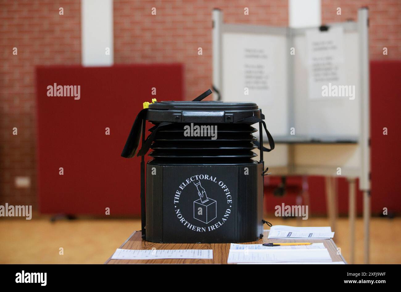 A ballot box at Agape Centre in south Belfast ahead of polling stations ...