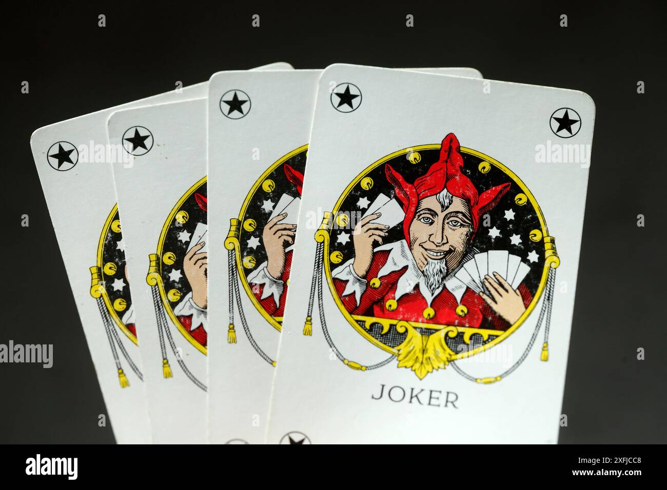 Playing cards, deck of cards, 4 jokers Stock Photo - Alamy