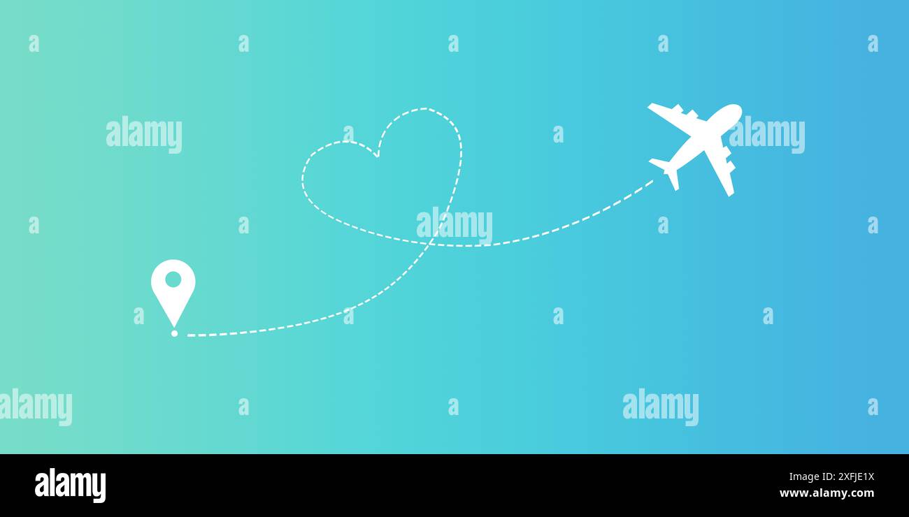 Airplane routes, Travel icon, Travel from start point and dotted line ...