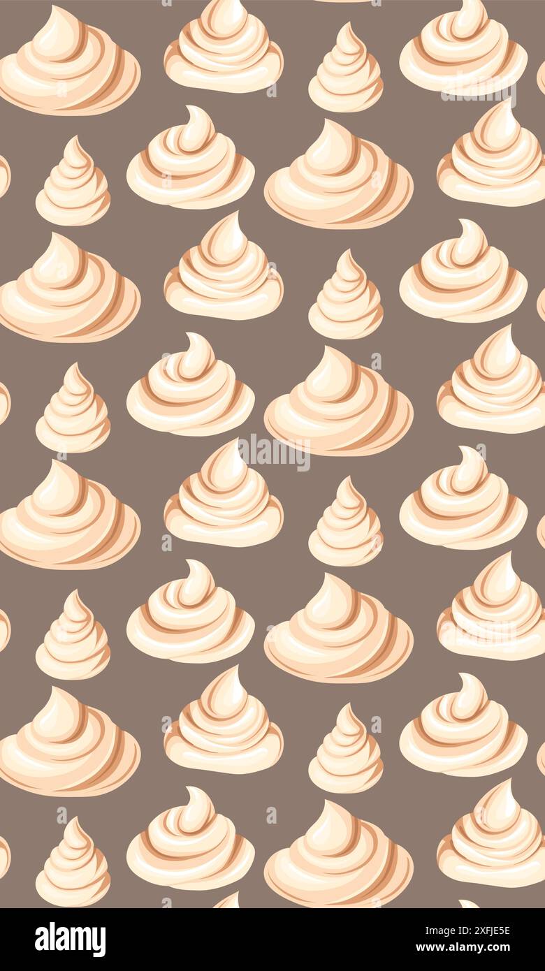 Vector seamless pattern with cartoon meringues and marshmallow. Texture ...