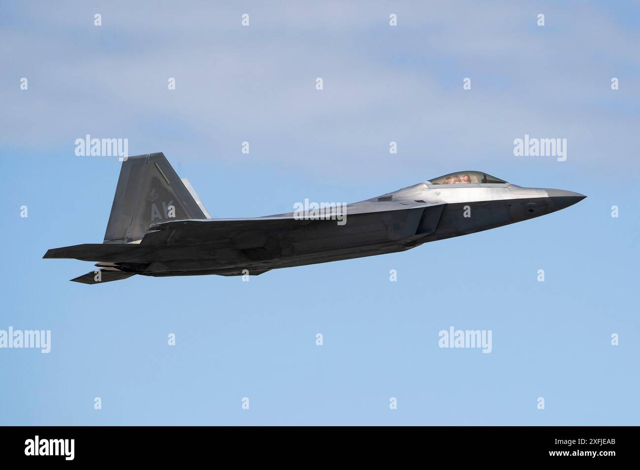 A U.S. Air Force F-22 Raptor assigned to the 3rd Wing flies over Joint ...