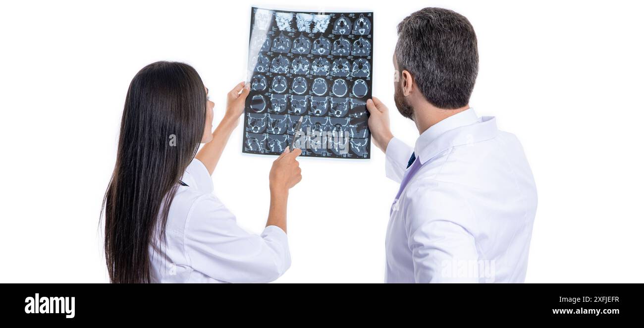 Diagnosis and treatment. two doctor hold xray making clinical diagnosis ...