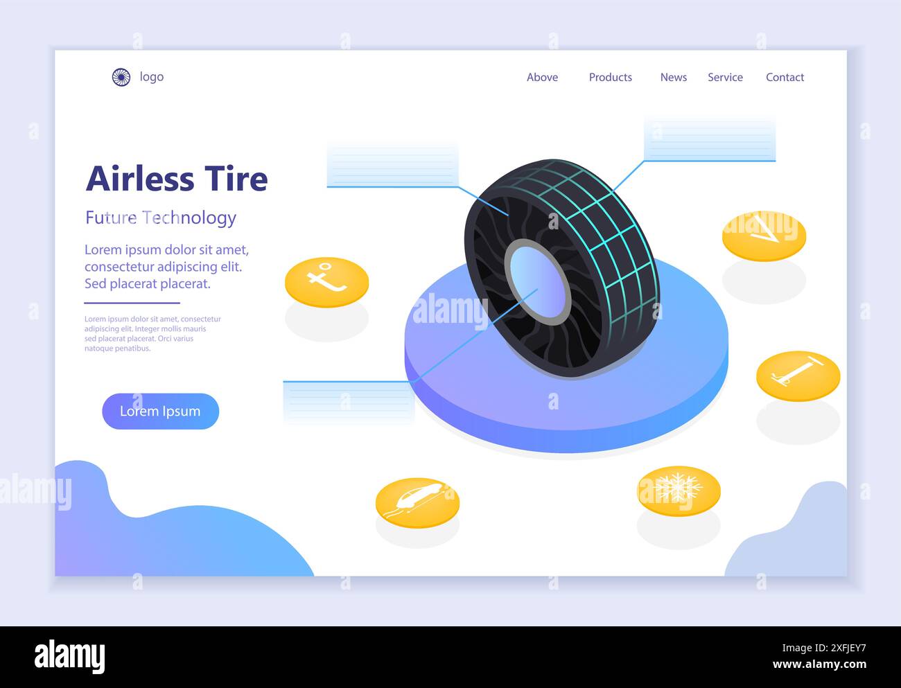 Future technology - Airless Tire, 3d isometric vector illustration, for ...
