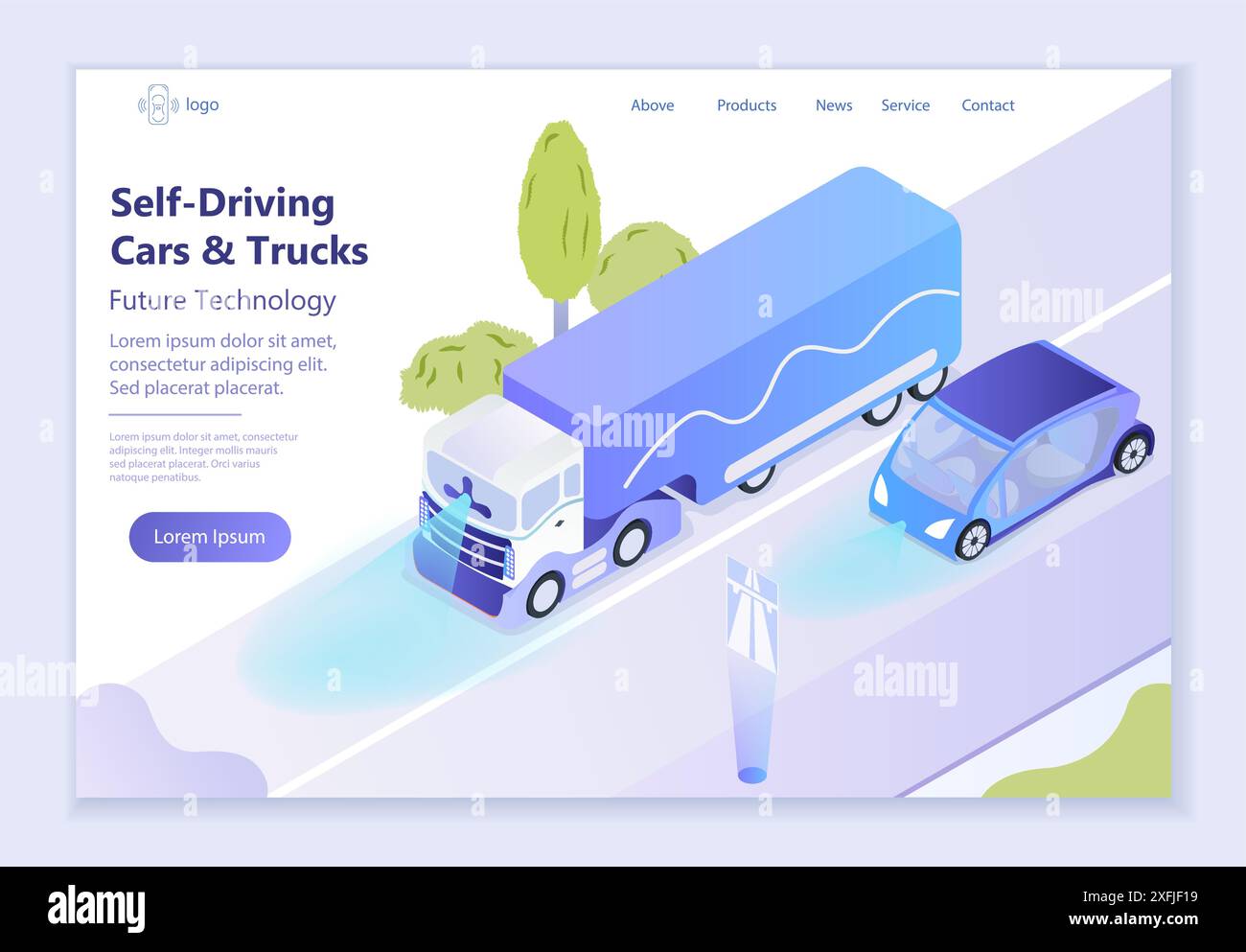 Future technology - Self-Driving Cars and Trucks, 3d isometric vector ...
