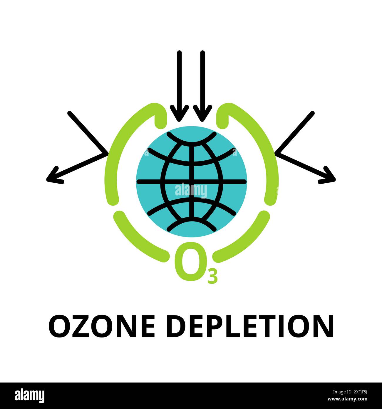 Modern flat thin line design icon, vector illustration, infographic concept of Ozone Depletion ...