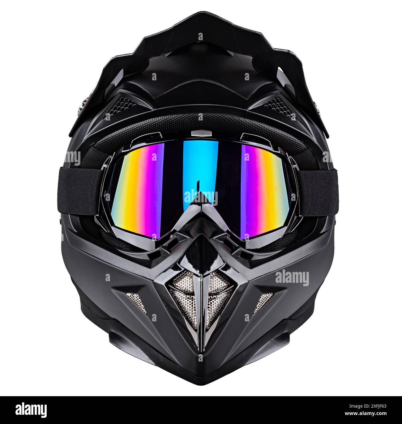 black modern motocross or enduro downhill crash full face helmet with ...
