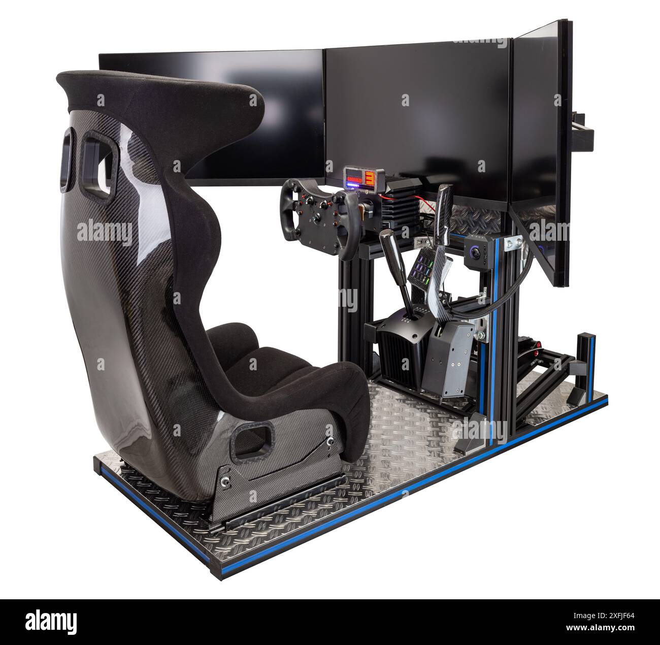 modern high tech sim racing simulator rig with lot of carbon fiber and ...