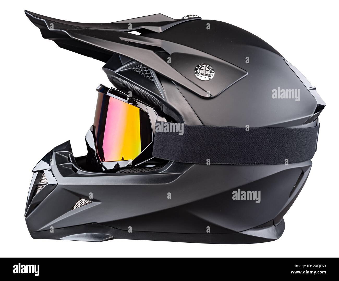 black modern motocross or enduro downhill crash full face helmet with ...