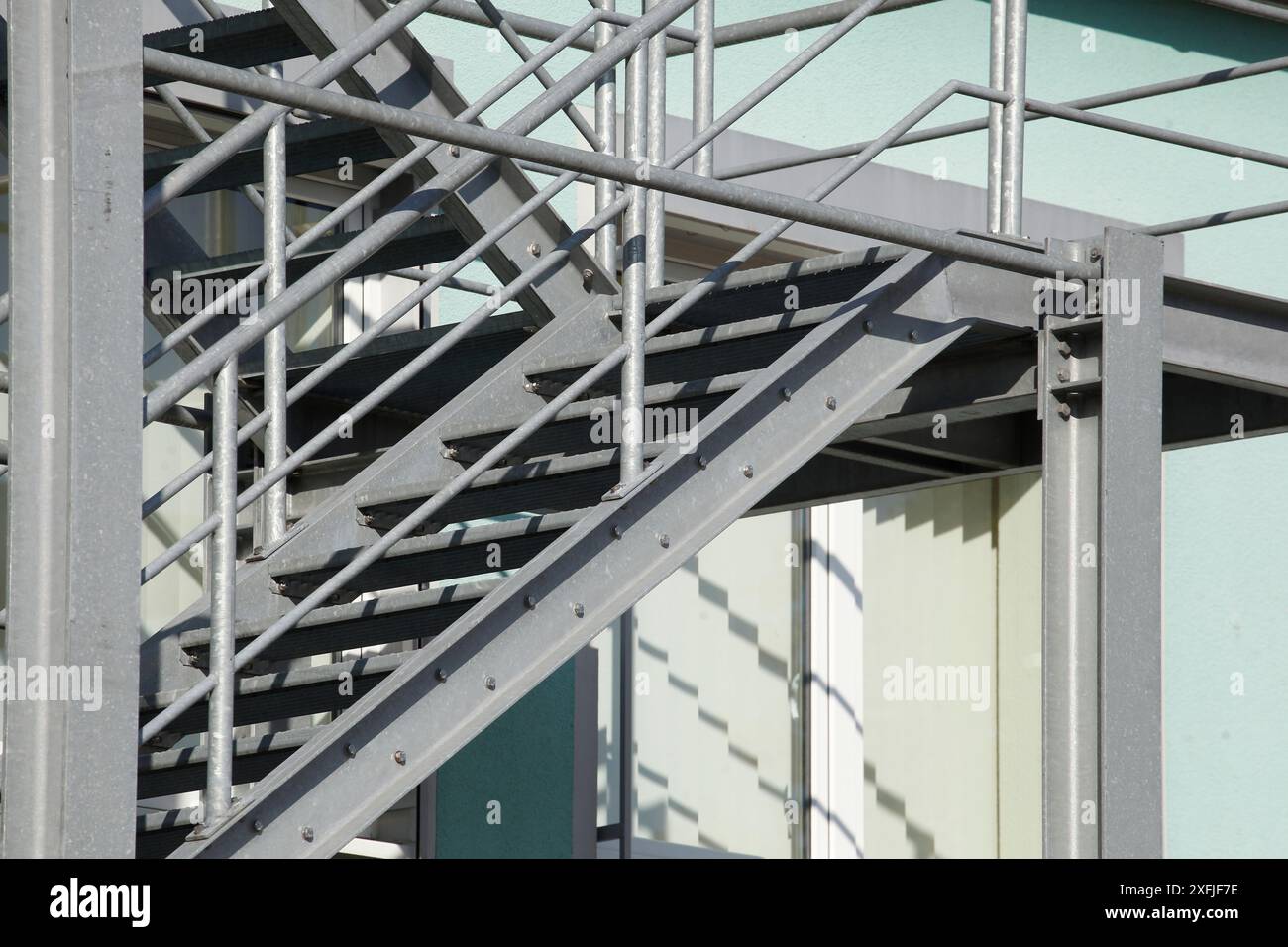 External steel staircase on a residential building, Germany Stock Photo ...