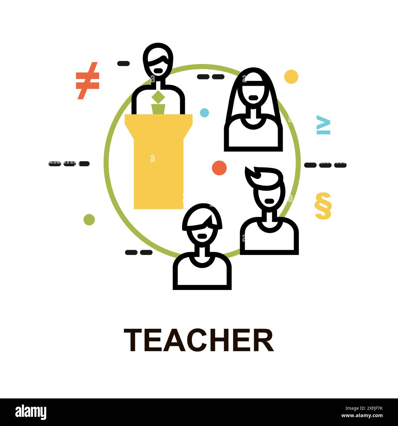 Flat design vector illustration teacher Stock Vector Images - Alamy