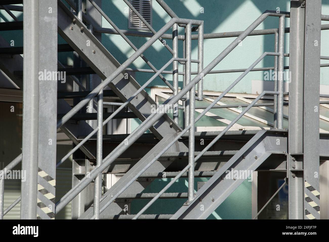 External steel staircase on a residential building, Germany Stock Photo ...