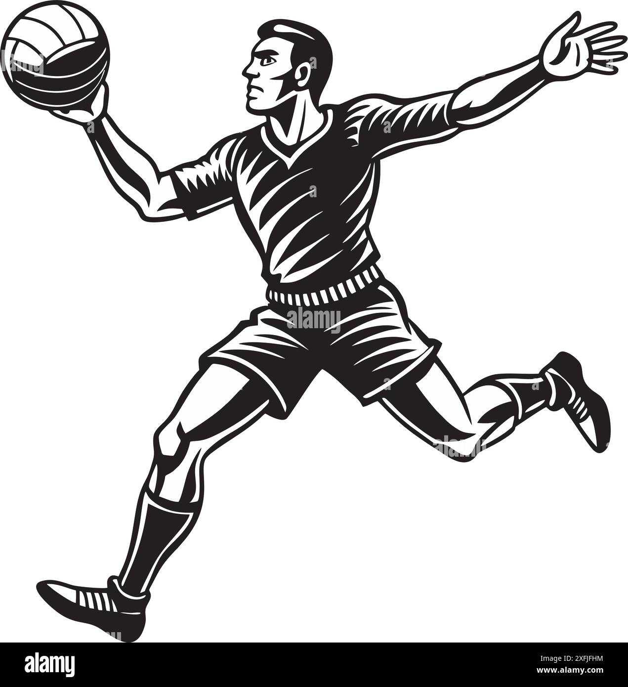 Men volleyball player silhouette vector hi-res stock photography and ...