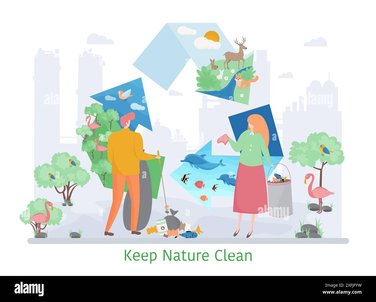 Concept of Keep Nature Clean, flat design vector illustration Stock ...