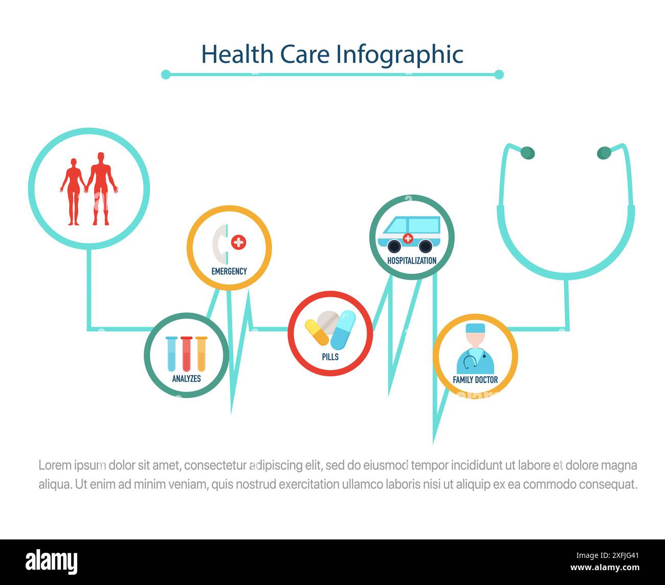 Health Care infographic concept, flat vector illustration Stock Vector ...