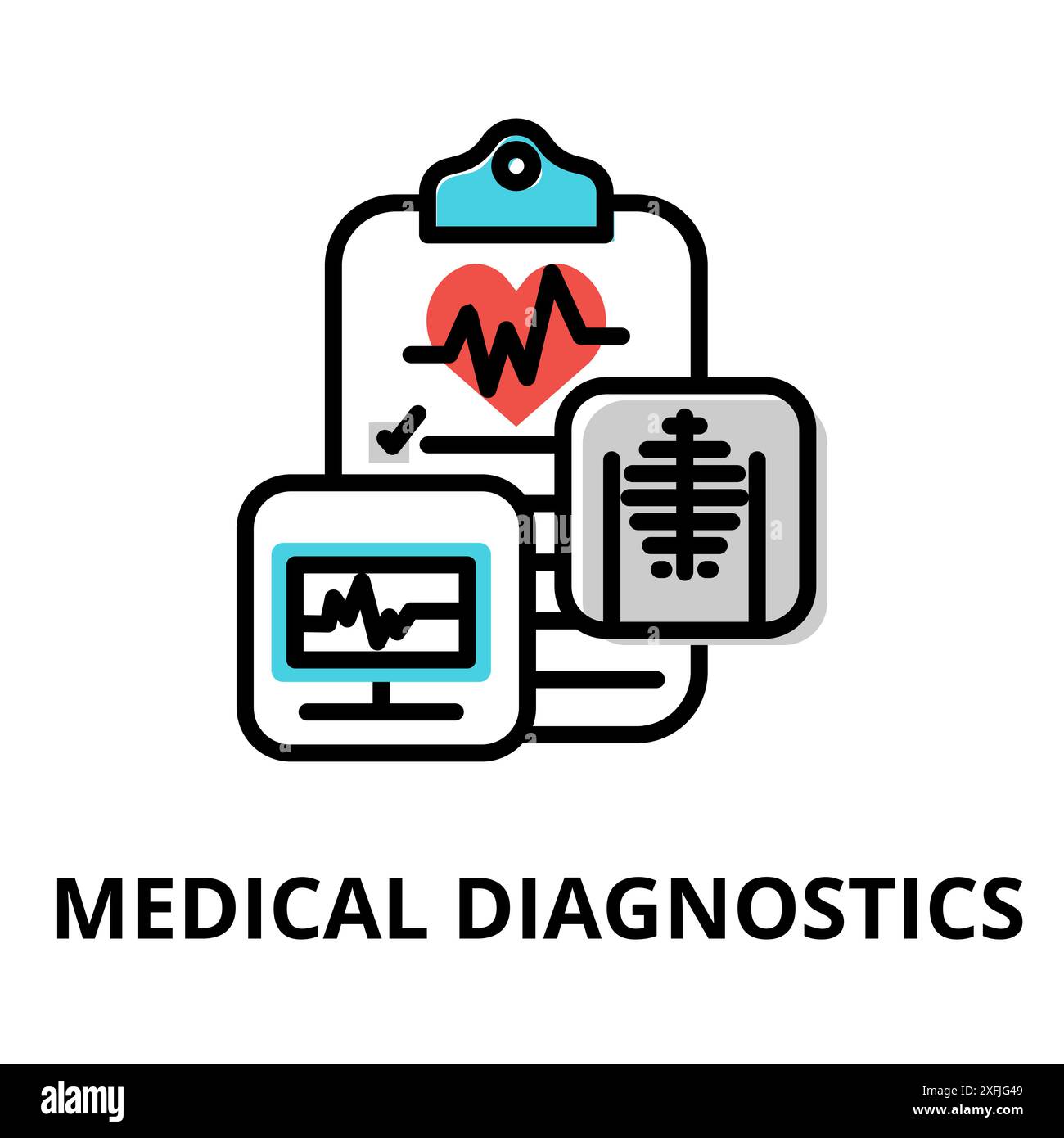 Concept of Medical Diagnostics icon, modern flat editable line design ...