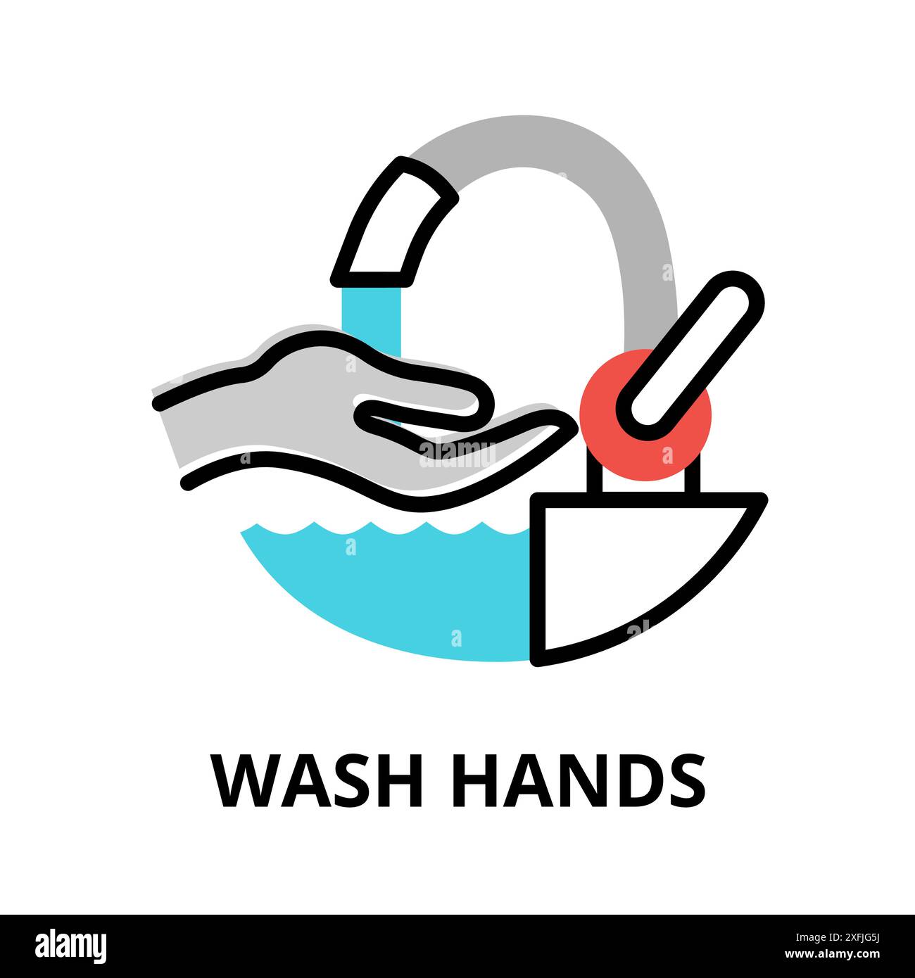 Concept of Wash Hands icon, modern flat editable line design vector ...