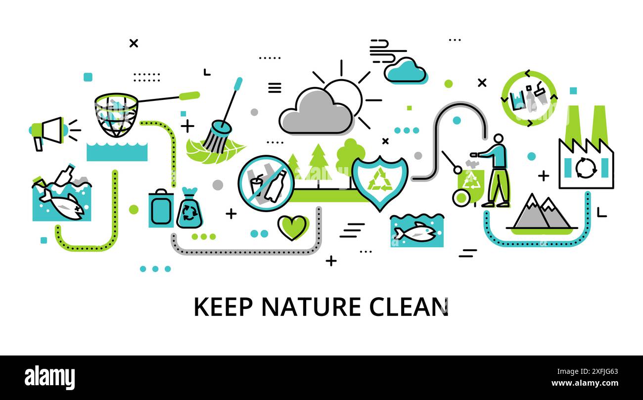 Concept of Keep Nature Clean, website template, modern flat editable ...