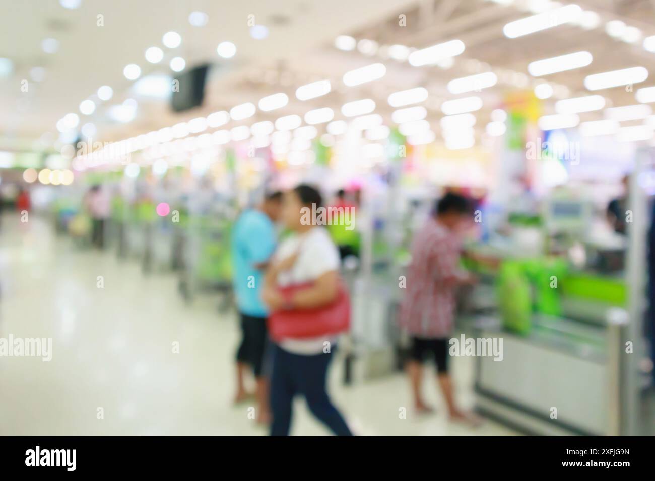 Shopping people and counter in super market interior hi-res stock ...