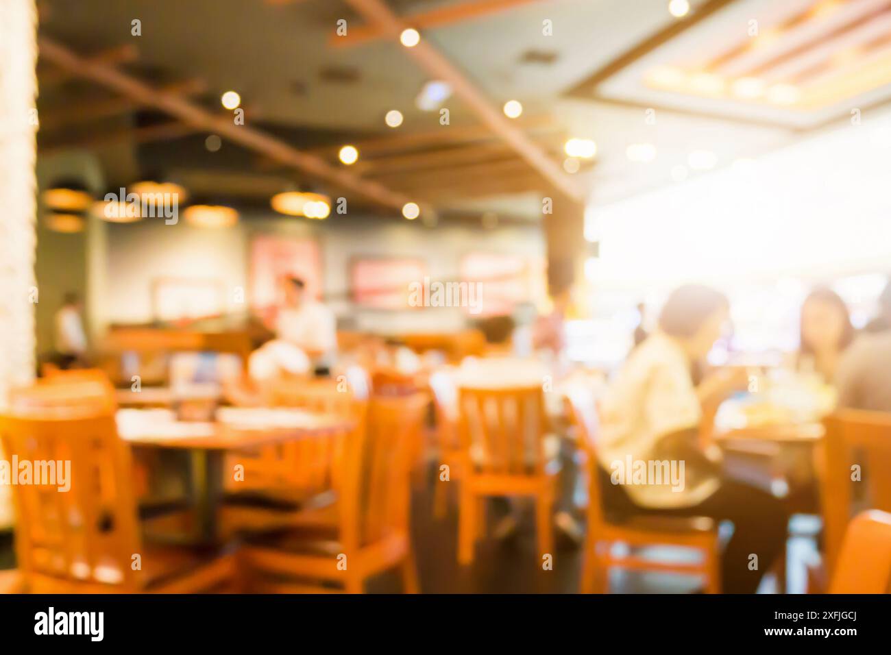 Abstract cafe coffee shoop restaurant interior blur background with ...